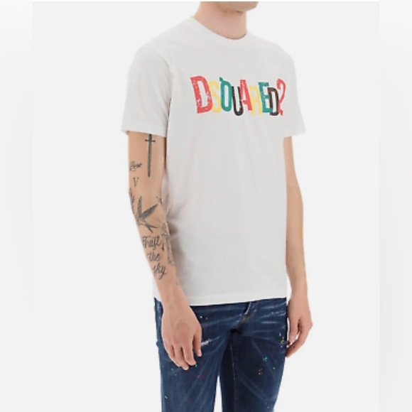 DSQUARED2 | Tops | Dsquared2 Mens Icon Splash Tshirts White Size Xl ...